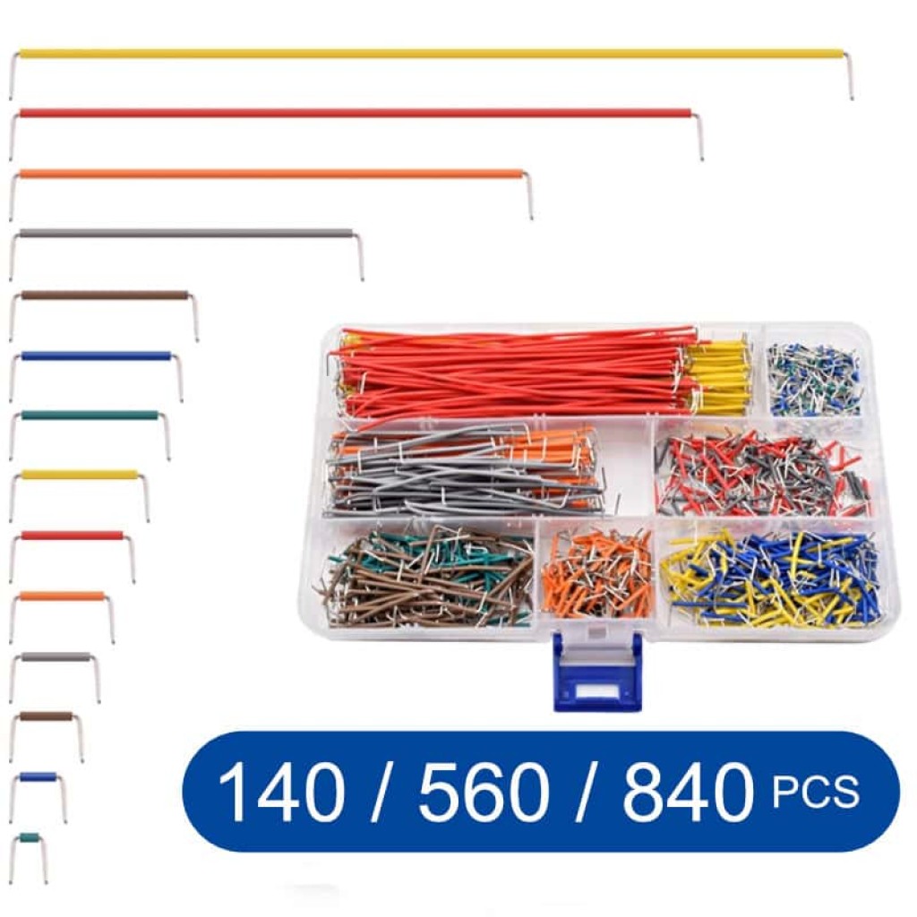 140, 560 or 840 Piece Breadboard Jumper Wire Sets with Case