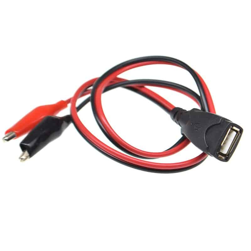 USB Female to Alligator Clips with 20-inch Cable