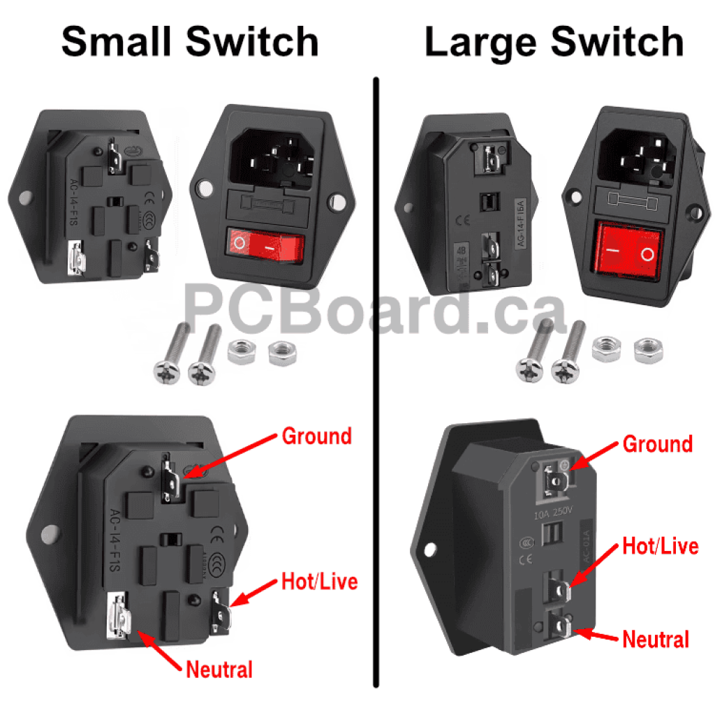 IEC 320 C14 Switched and Fused Panel-Mount Connector with Mounting ...