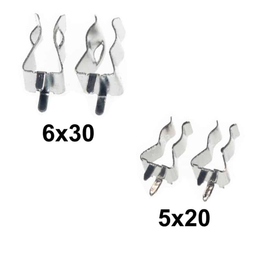 6x30 or 5x20 Fuse Clips PCB Mount - Pair