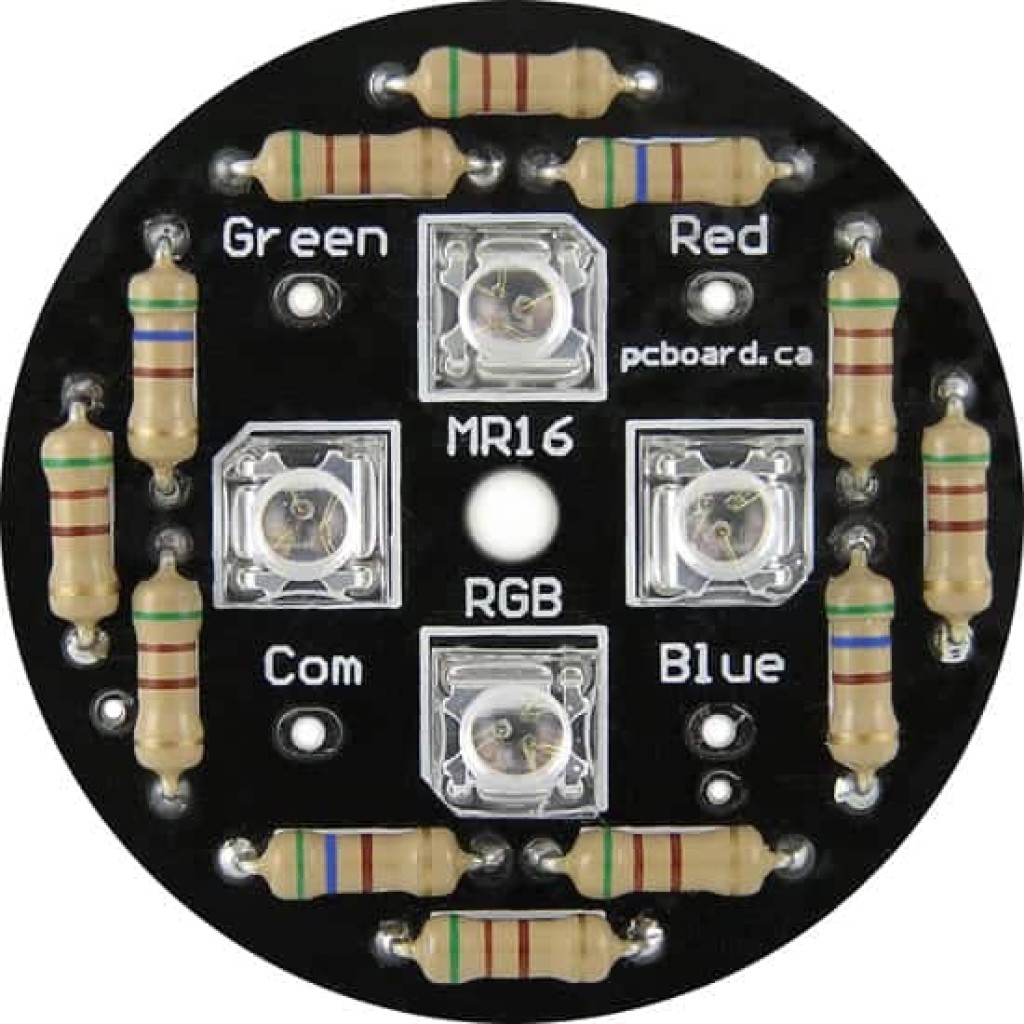 LED MR16RGB: 4-LED RGB MR16 Display PC Board