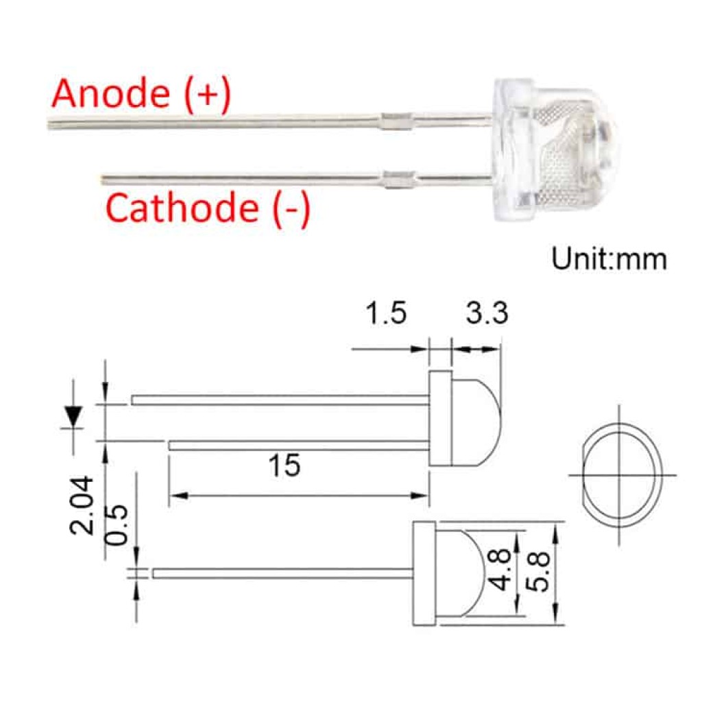 4.8mm White Straw Hat 135 Degree Wide Angle LED