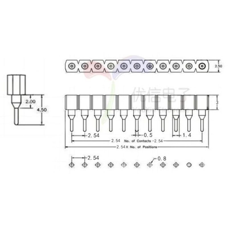 Round Female Header - Single Row 40-Pin