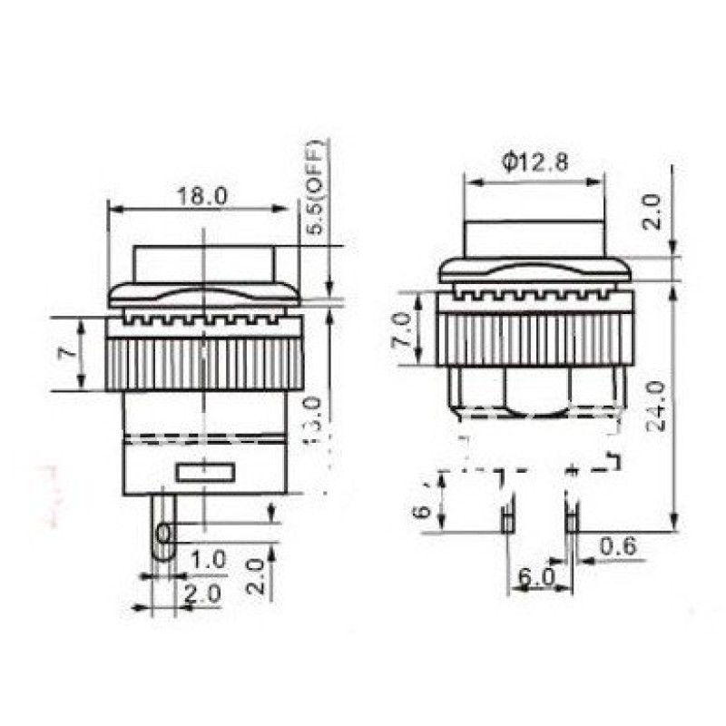 16mm Normally-Open Latching Pushbutton with LED Backlight