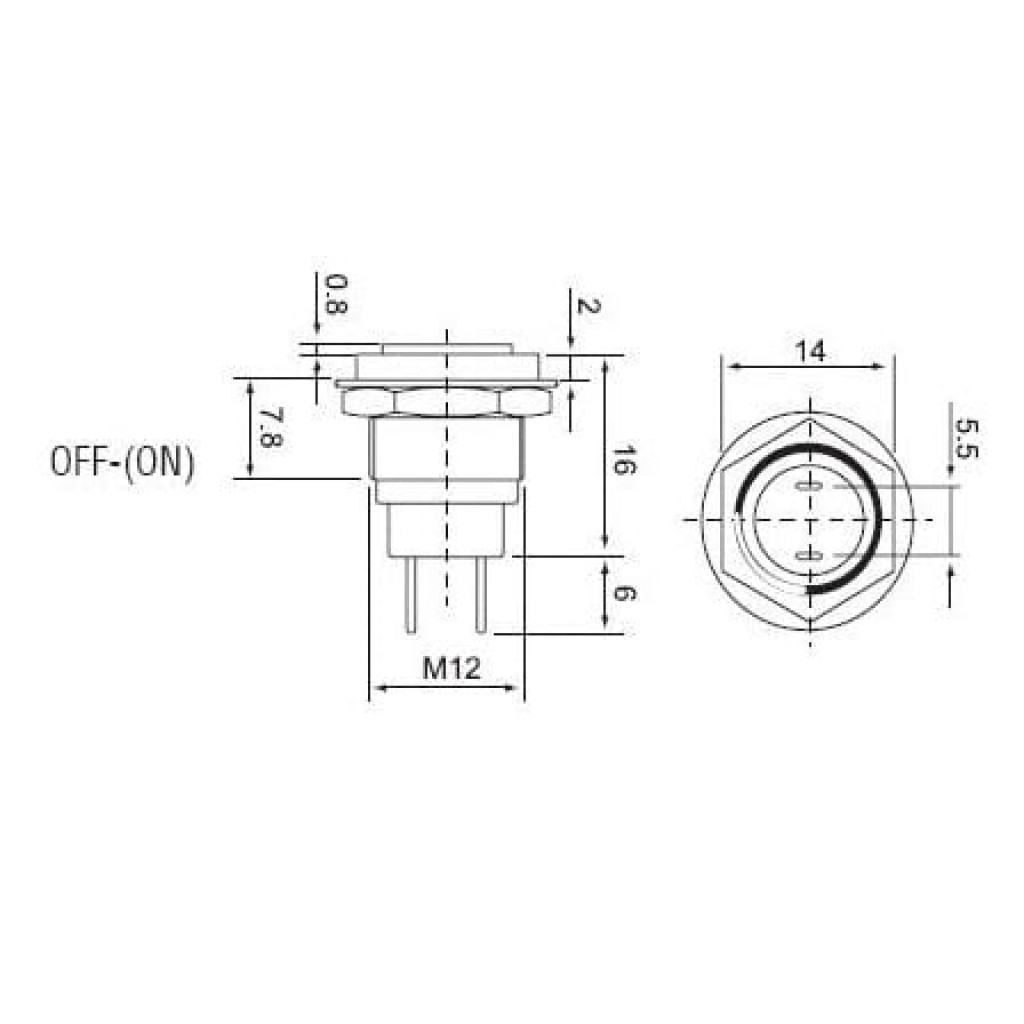 12mm Pushbutton with Red Button - Normally Open Contacts | PCBoard.ca