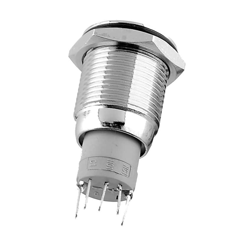 Metal Pushbutton - Latching with Blue LED (16mm)