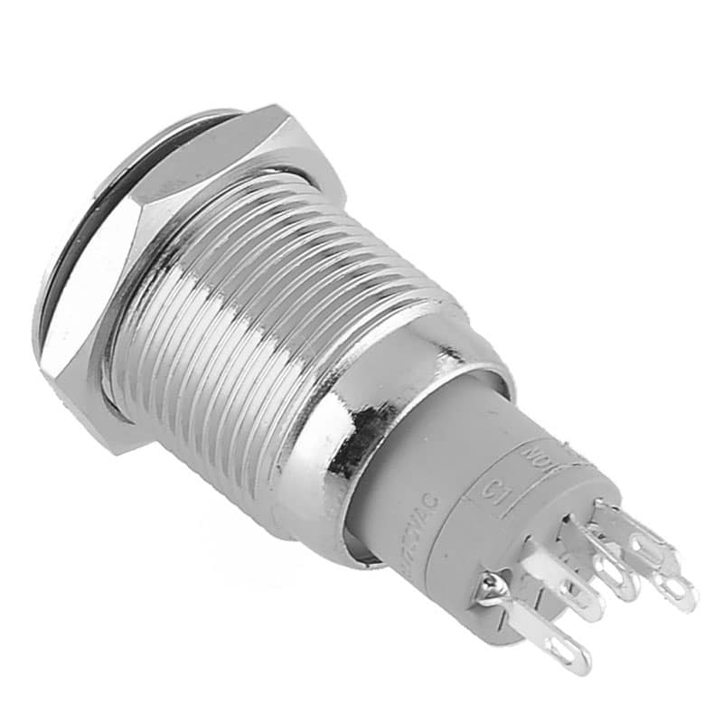 Metal Pushbutton - Latching with Blue LED (16mm)