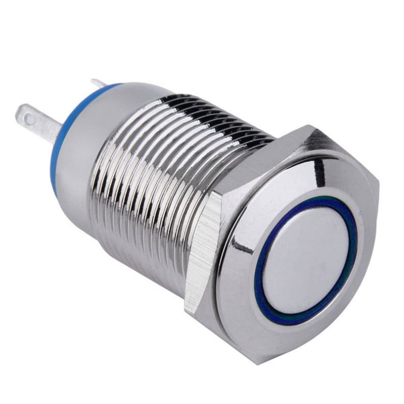 Metal Pushbutton - Latching with Blue LED