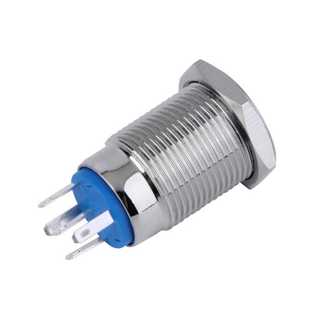 Metal Pushbutton - Latching with Blue LED | PCBoard.ca