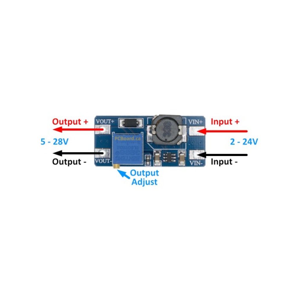 MT3608 5-26V Boost Regulator with a Wired Interface Port