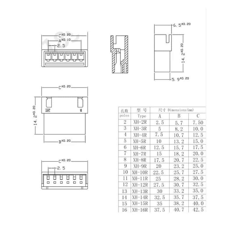 JST XH 2.54 Male and Female Crimp Set for 2, 3 and 4-pin Connector
