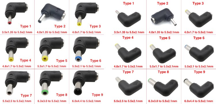 DC Power Adapter Converter - Convert Power Plug to 5.5 x 2.1mm Jack