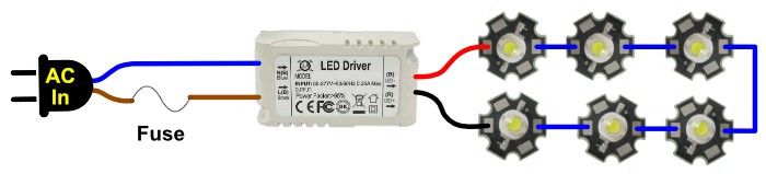 3 watt 110V AC LED Driver for 3-10 High Power 3 watt LEDs