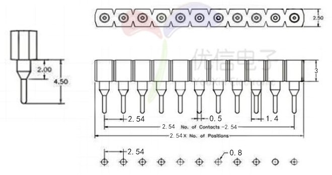 Round Female Header - Single Row 40-Pin